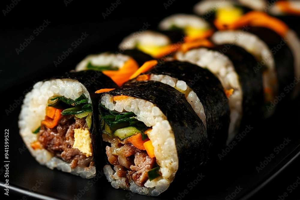 kimbap or gimbap is Korean roll Gimbap (kimbob) made from steamed white ...