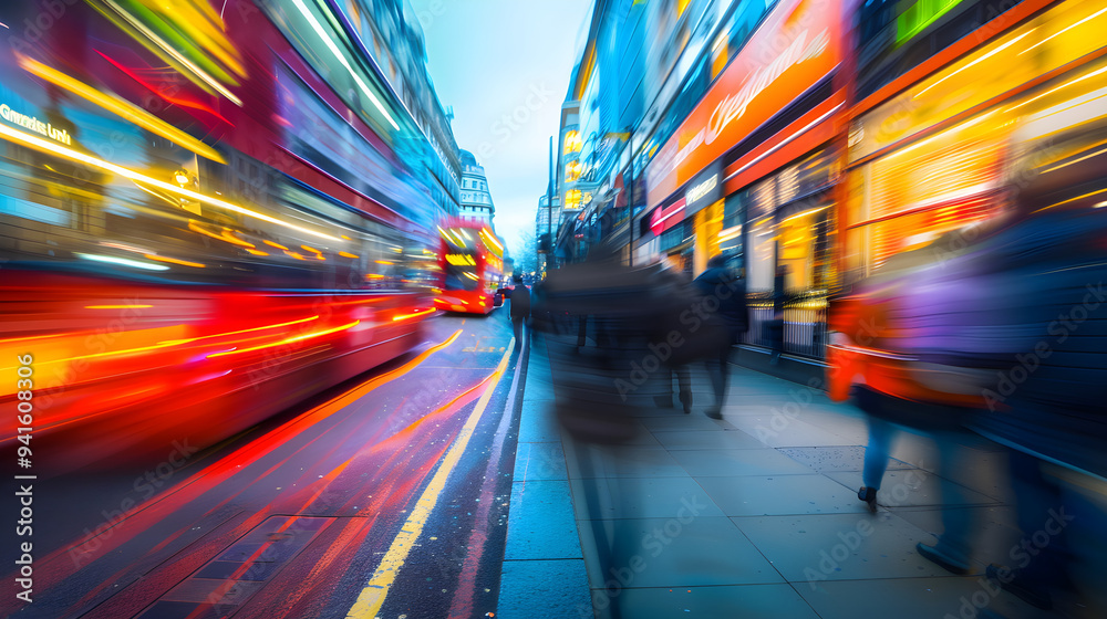 Dynamic Motion Blur of a Bustling London Street Scene. Capturing the ...