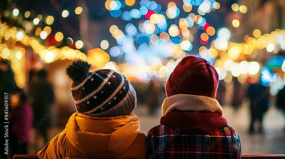 Seeing their first firework display in a snowy park while watching its ...