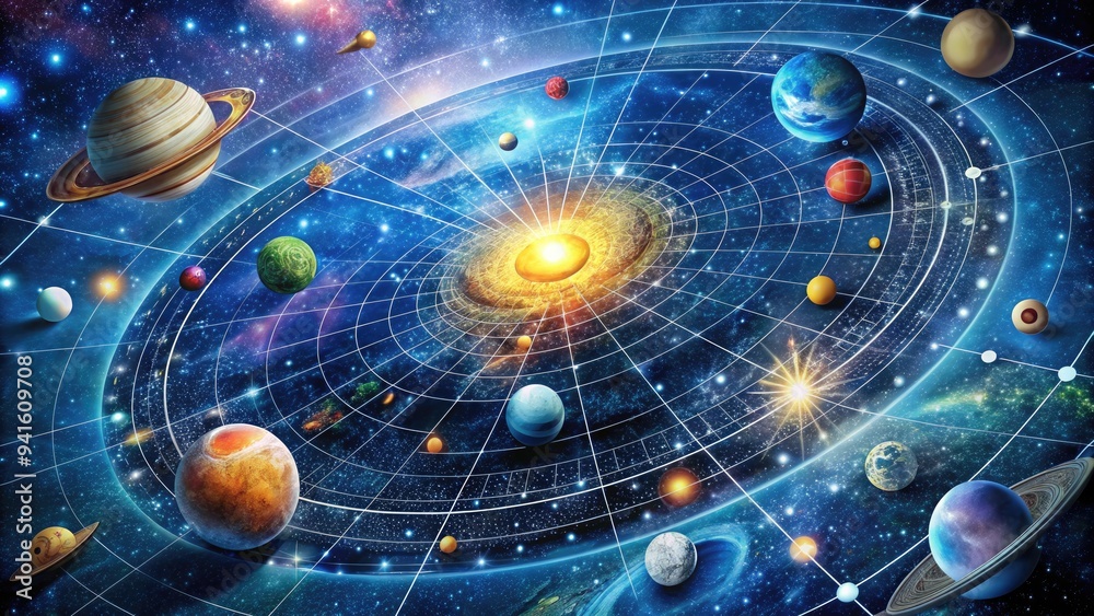 Cosmic Navigation: Maps of the night sky, featuring planets, stars, and ...