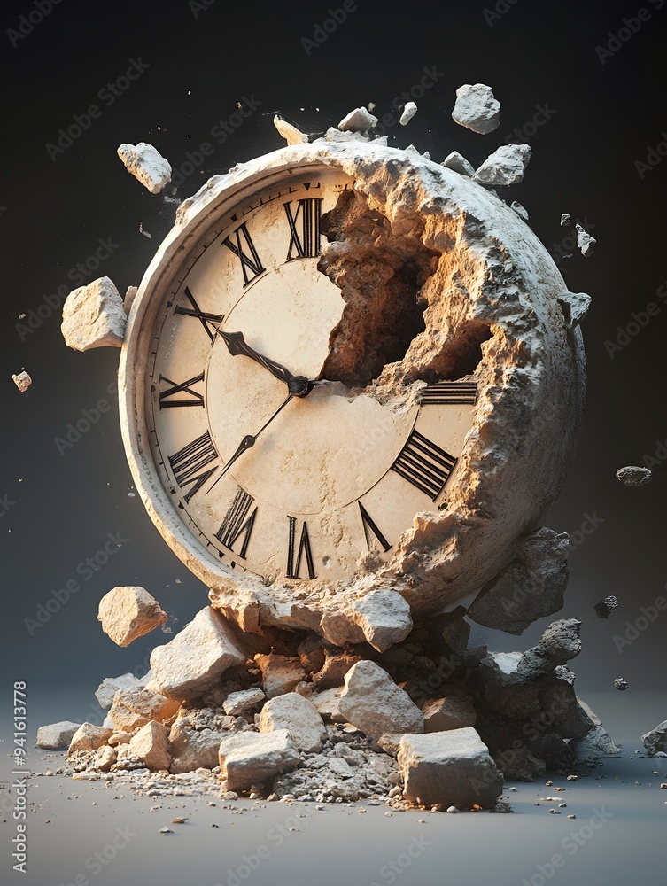 An abstract representation of running out of time, featuring an old ...