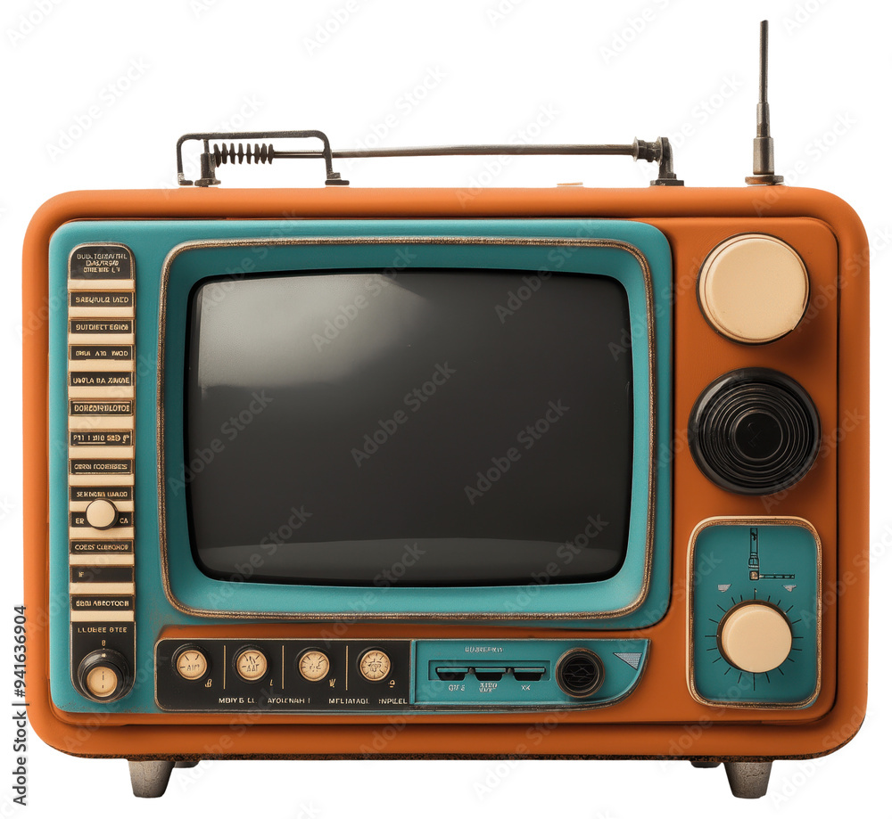 PNG Retro television set with knobs and antenna Stock Illustration ...