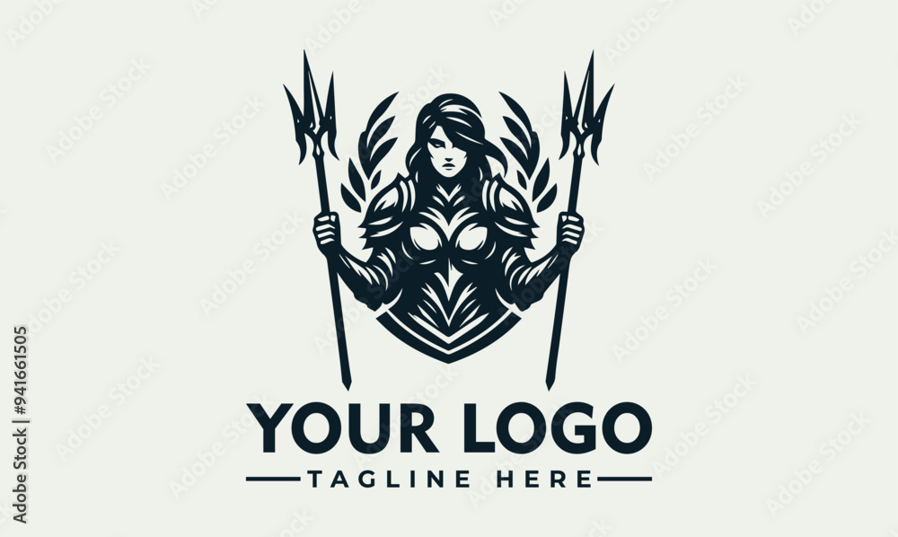 warrior woman vector logo female warrior goddess vector logo showcasing ...