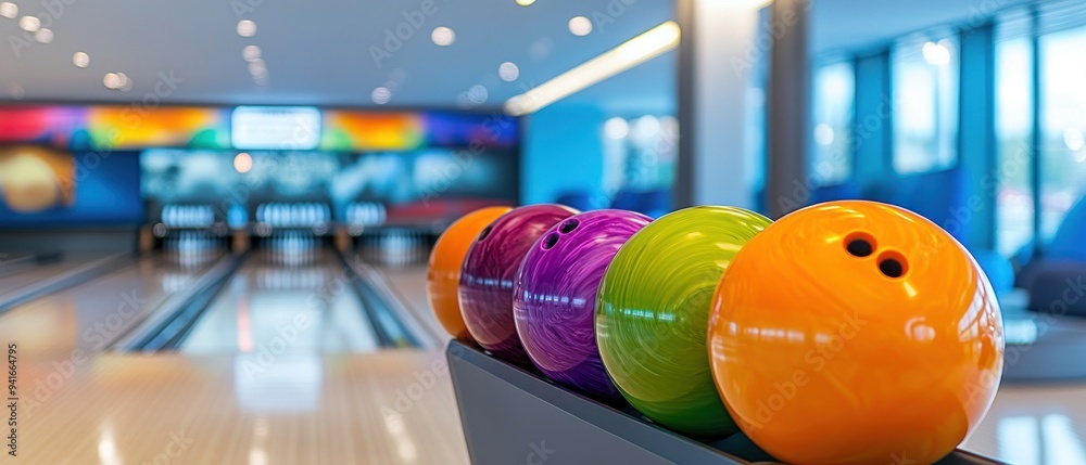 Colorful Bowling Balls in a Bowling Alley Stock Photo | Adobe Stock