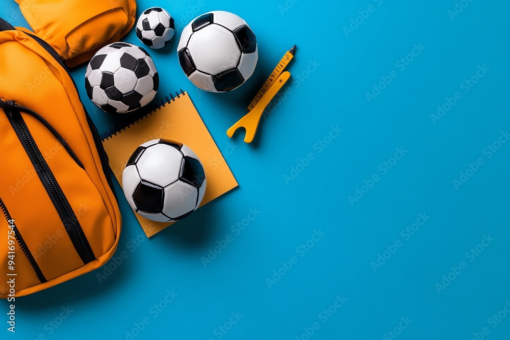 A sports-themed back-to-school image featuring supplies like soccer ...