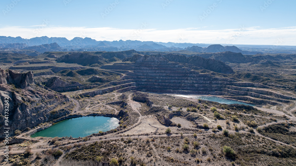 Poster Old open pit uranium mine. Aerial view. – Wall Art | UkPosters