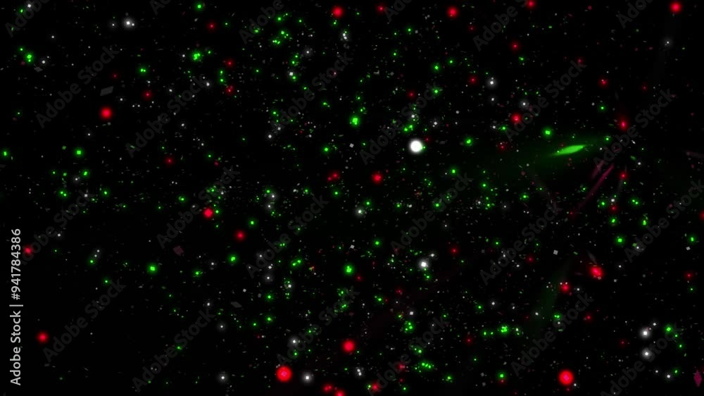 Green and Red Space Particle Lights 4K loop features glitter or ...