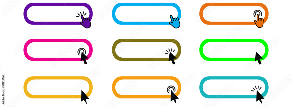 Click Blank Button with pointer clicking. Web button set. Clicking the icon. Action button click ...