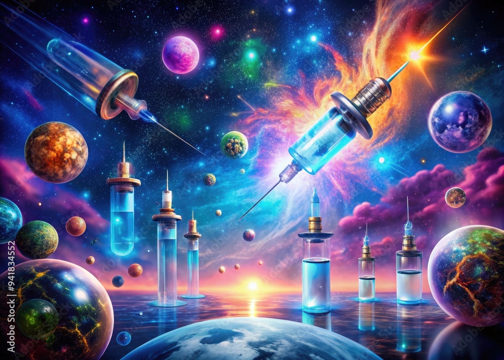 Mystical Vaccine Vista: Rich, jewel-toned colors; celestial imagery ...