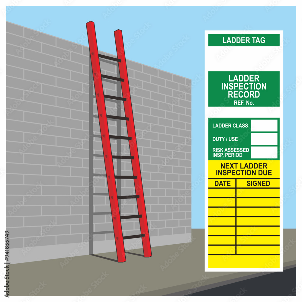 Vector illustration of completed and proper straight ladder ...