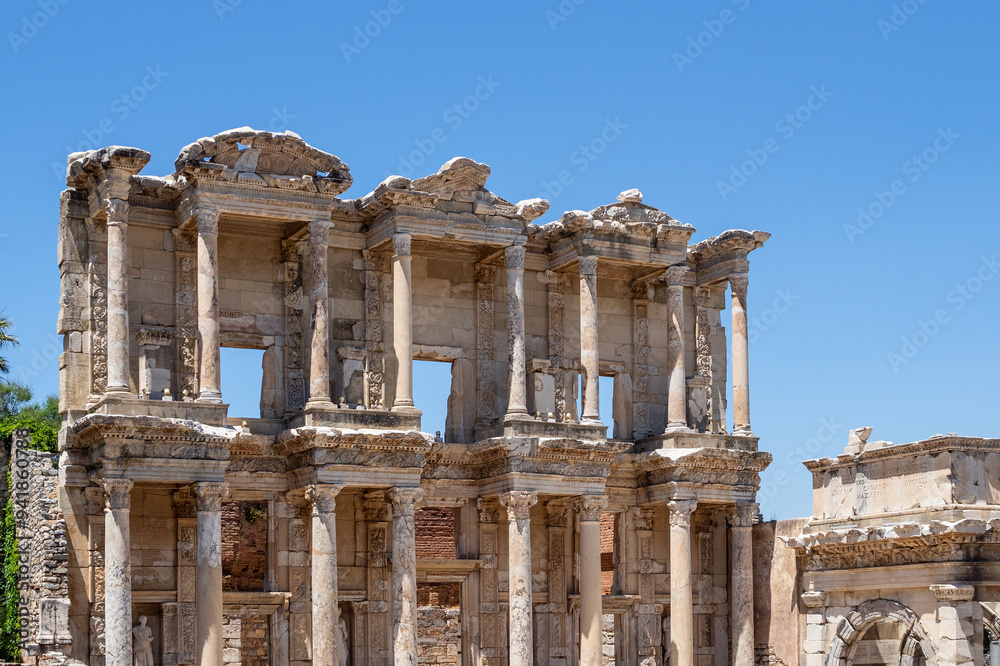 Selcuk, Turkey - May 12, 2024: view of ancient Roman Library of Celsus ...