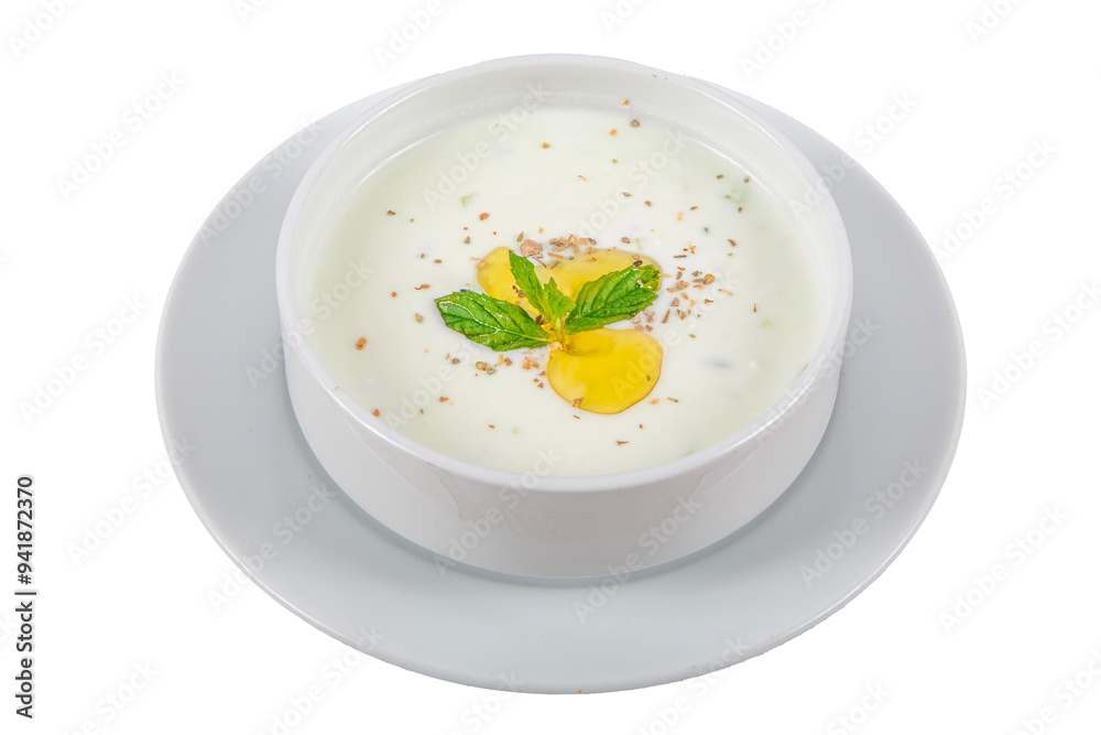 Traditional Turkish drink cacik or tzatziki . made from yogurt, garlic ...