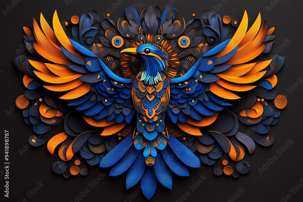 Beautiful birds with exotic patterns featured in a digital artwork ...