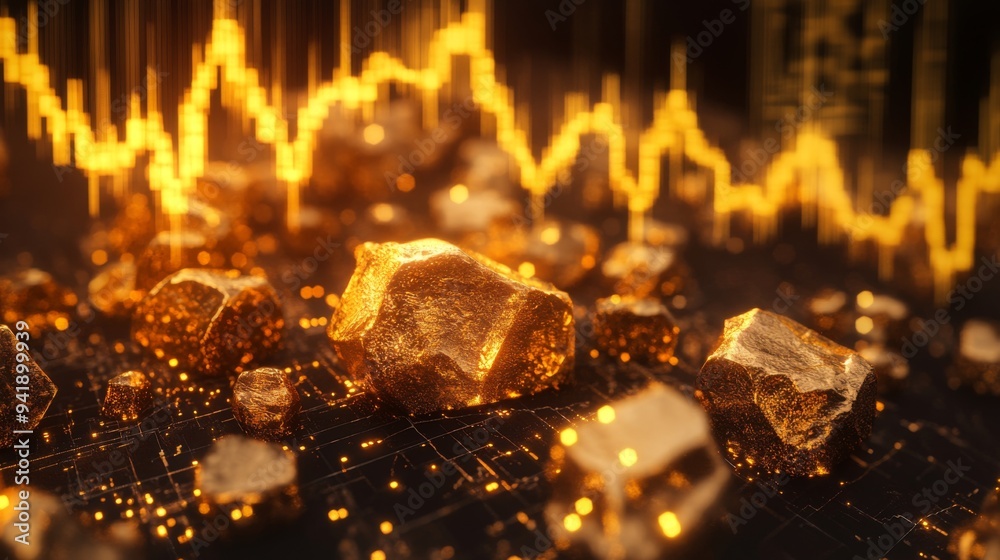 A high-resolution image of a gold trading chart with candlestick ...