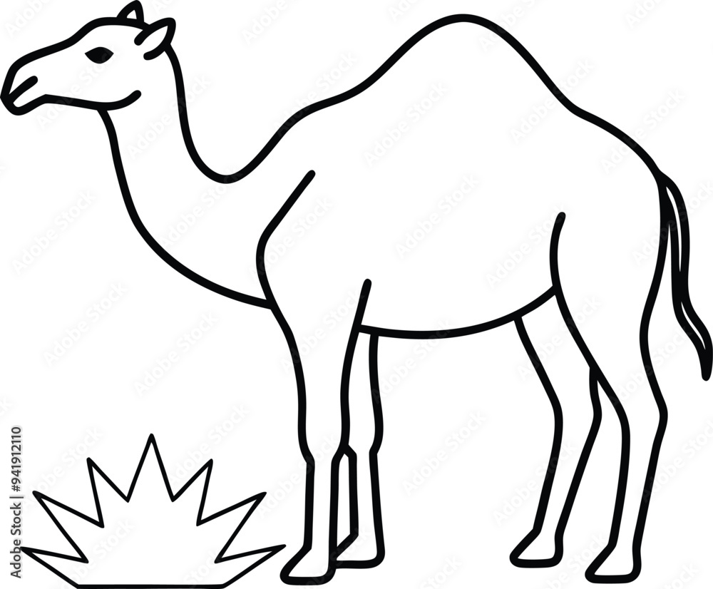 Easy camel outline drawing ideal for children’s coloring books with ...