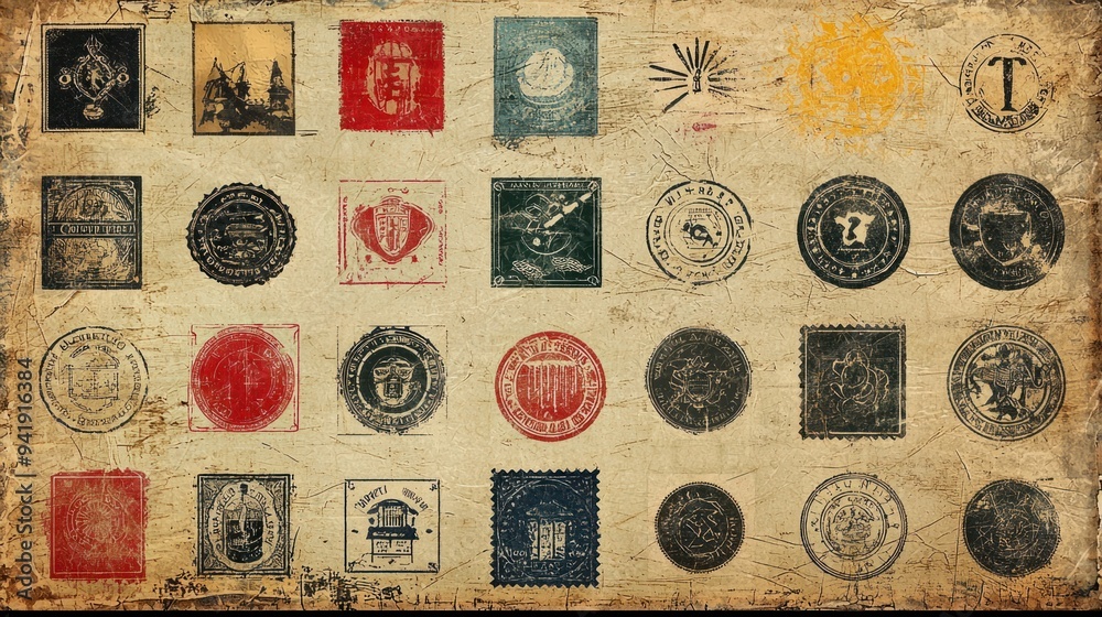 Vintage Stamp and Seal Effect Brushes for Illustrator - Retro Design ...