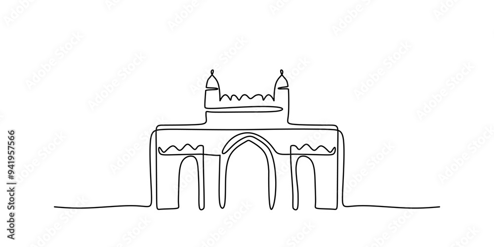 Mumbai India skyline continuous line drawing. Building and architecture ...