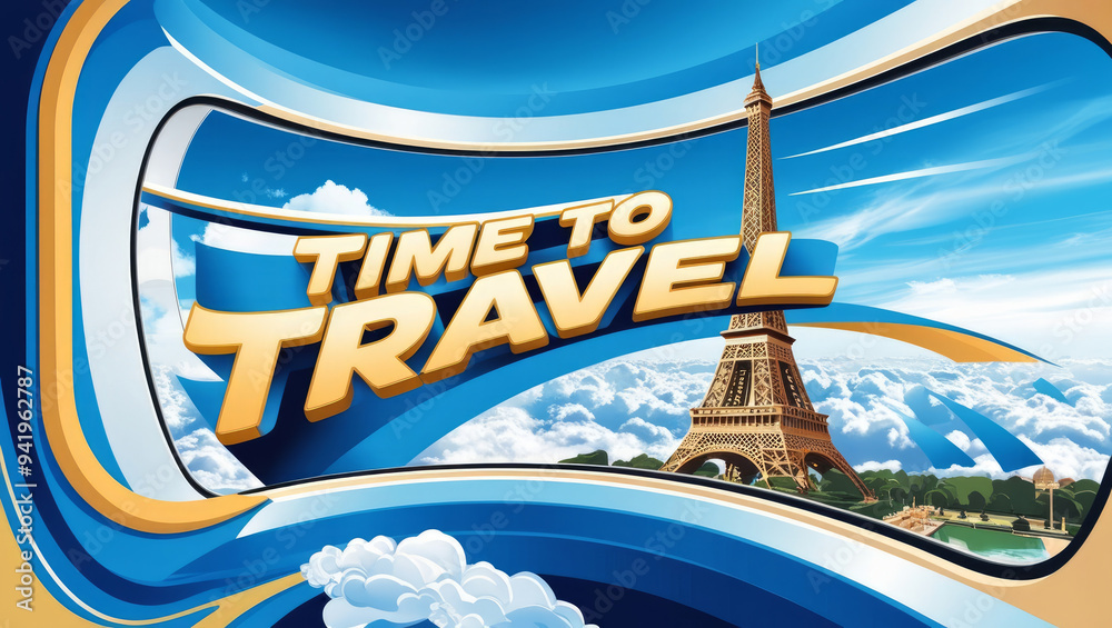 Travel poster set template design with promo text and world's famous ...