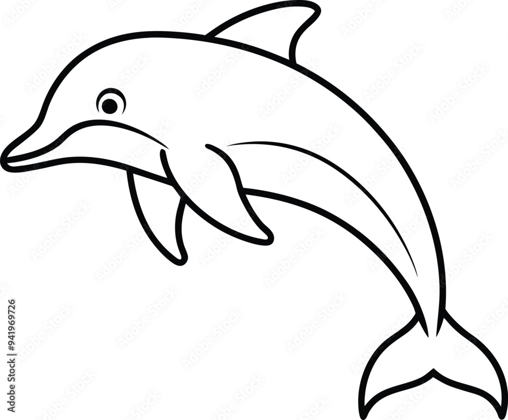 Fun dolphin line art illustration easy for kids to color a delightful ...