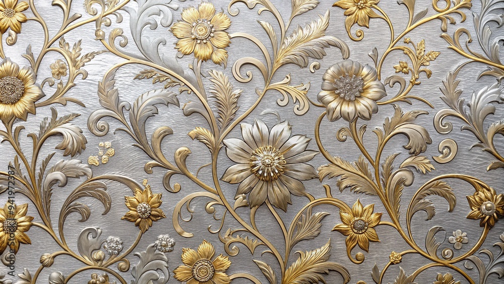 Intricate guilloché pattern featuring entwined floral motifs in ...