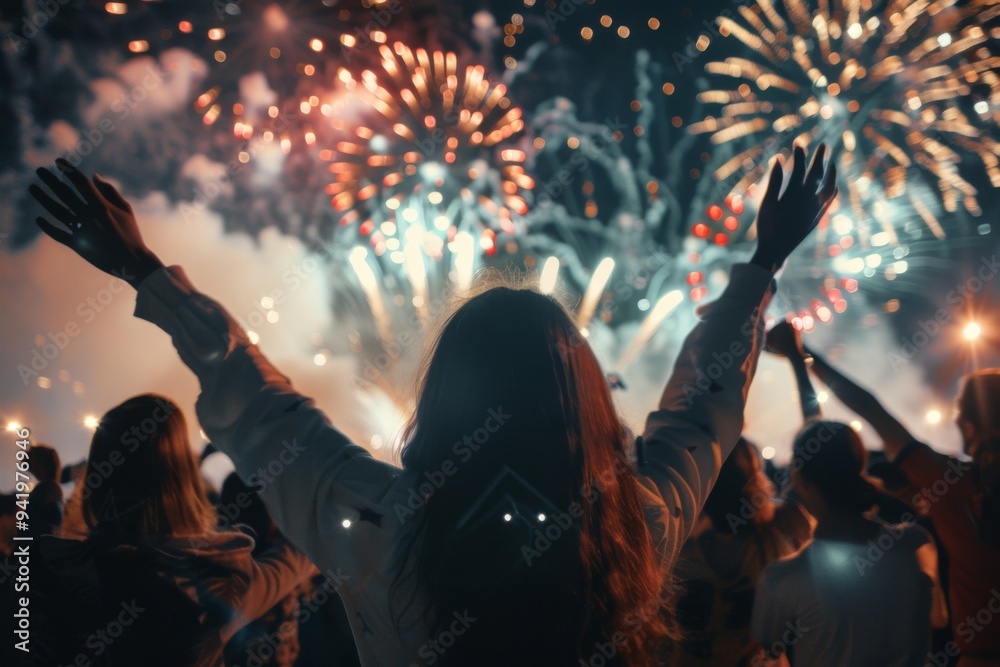 The lively atmosphere is a buzz with people cheering and celebrating ...