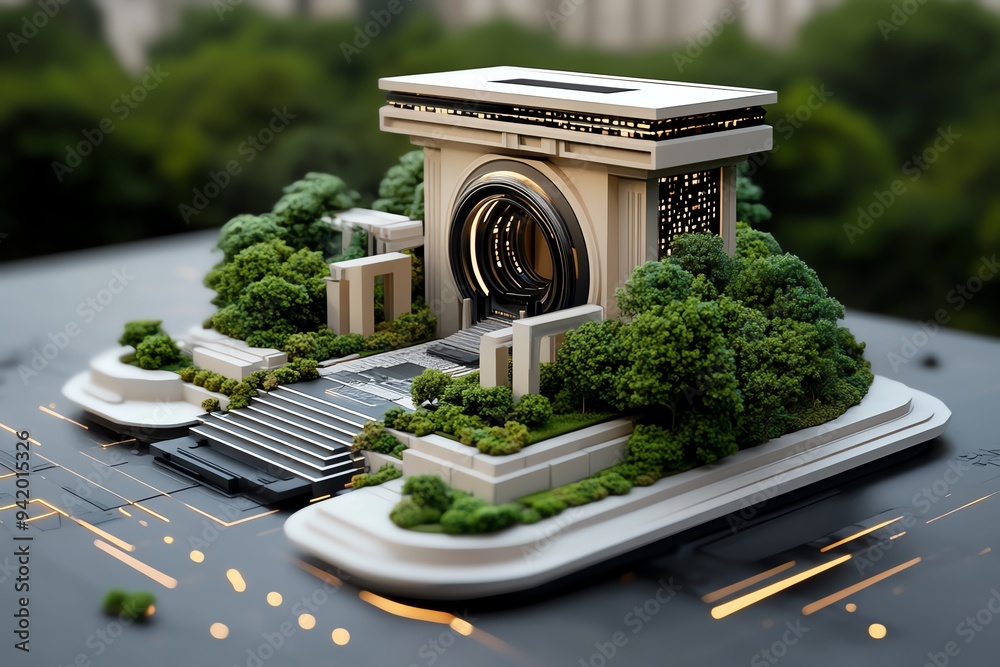 Landmark structures in urban renewal projects depicted in a digital ...