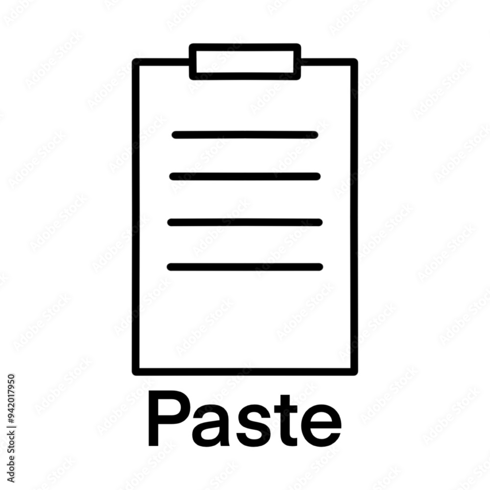 Editable vector file clipboard paste icon. Black, line style ...