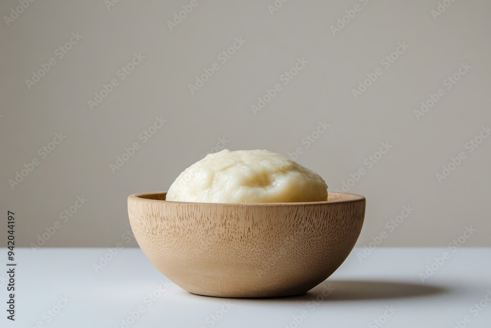 A single serving of fufu, a traditional African dish made from pounded ...