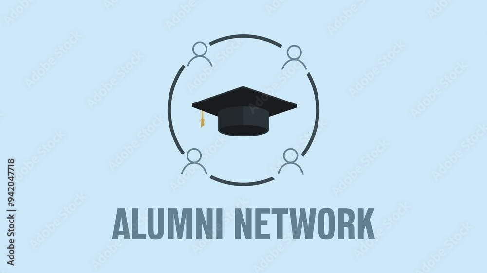 Graduation cap appearing in the middle. Person icons forming around it ...