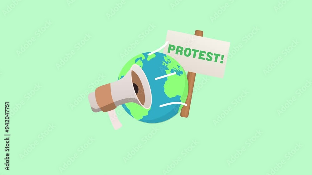 Megaphone symbol and a sign with „protest“ written inside. Megaphone ...