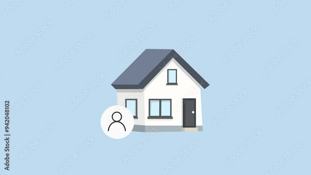 House appearing with a person icon in the right corner. Person living ...