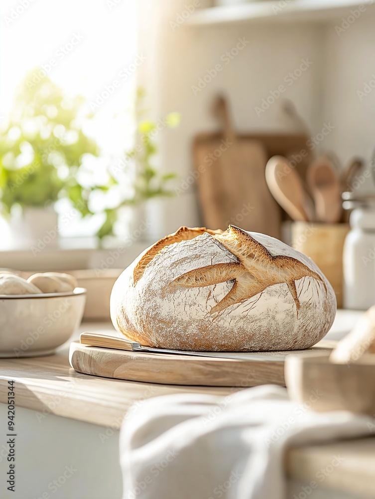loaf bread cutting board counter rays pass window interconnections ...