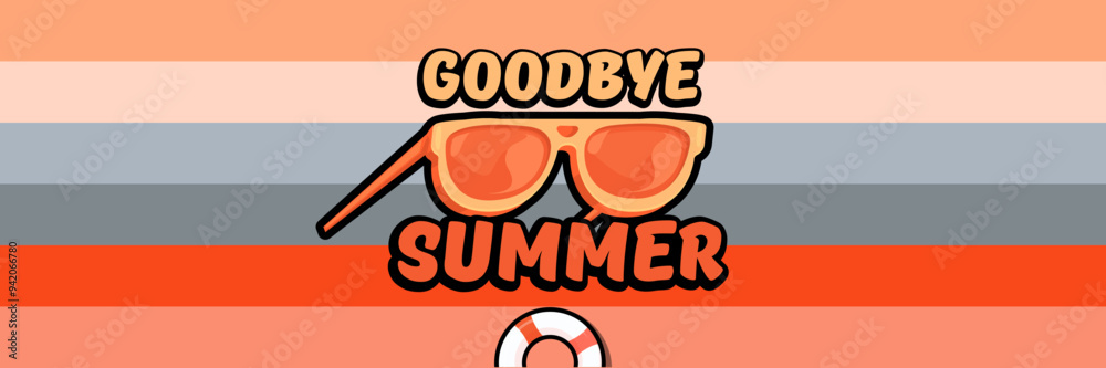 Super Goodbye summer vector banner with text and retro yellow ...