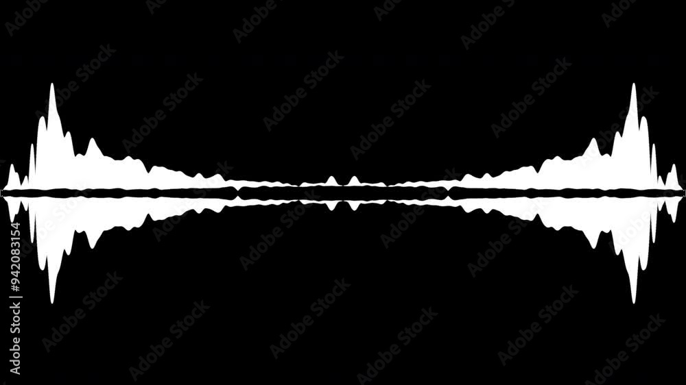 Wave animation in white on black background. Music graphic equalizer ...