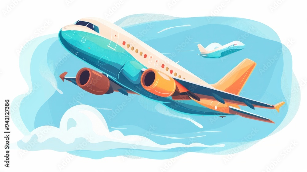 cute cartoon airplane flying on air clipart page for kids. Vector ...