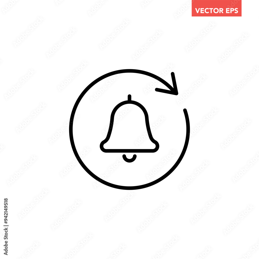 Black single refresh notification line icon, simple update reminder ...