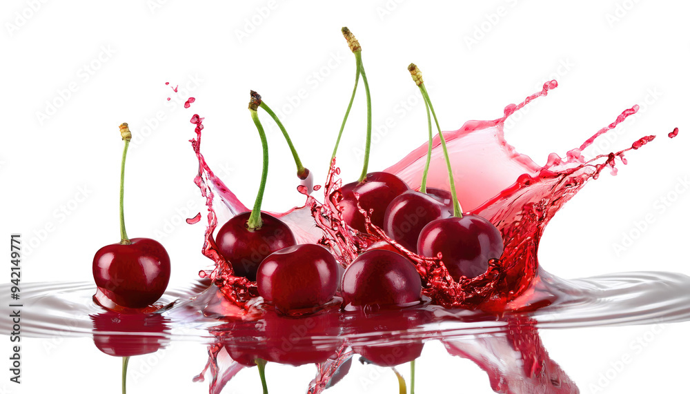Cherry Juice Splashes, isolated on transparent background, PNG. Cherry ...