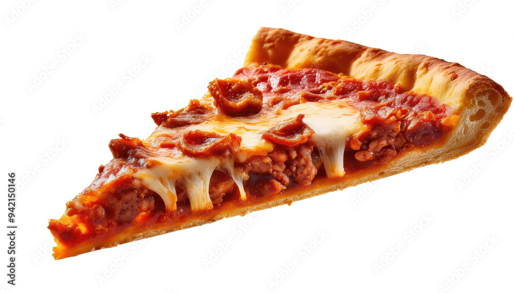 Chicago Deep-Dish Pizza Slice in Air, isolated on transparent ...