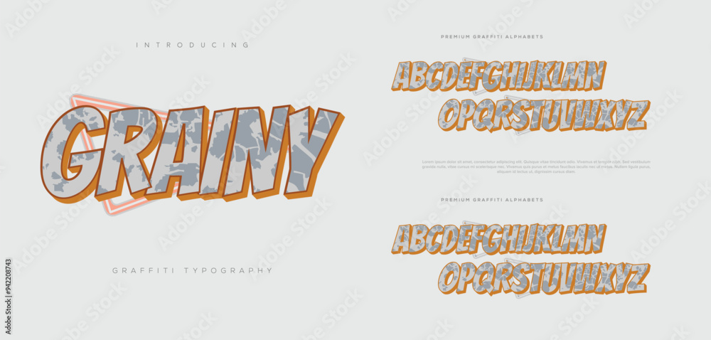 Graffiti fonts featuring bold gradients and spray paint textures ...