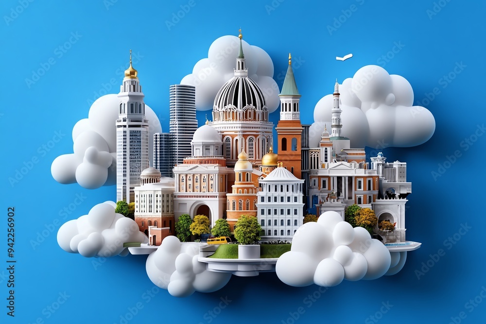 Landmark cities undergoing urban renewal featured in an illustration ...