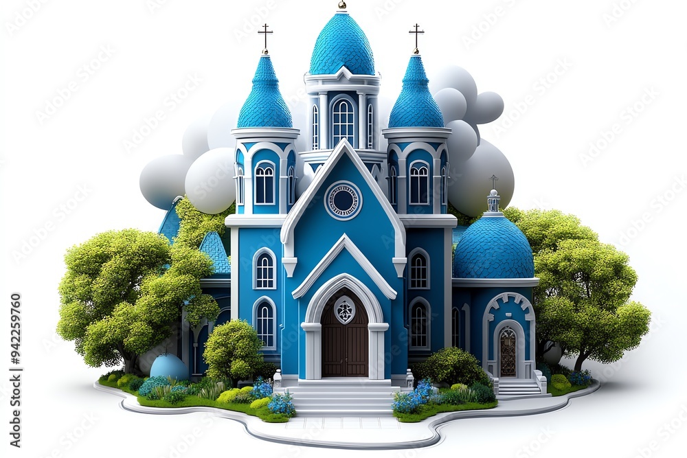 Landmark locations in historic districts highlighted in an illustration ...