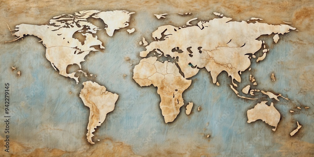 Authentic Italian marble style world map with realistic textures ...