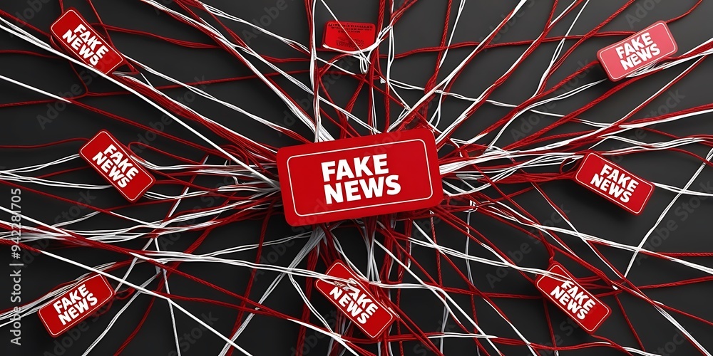 Image depicting tangled web of fake news signs, symbolizing the spread ...
