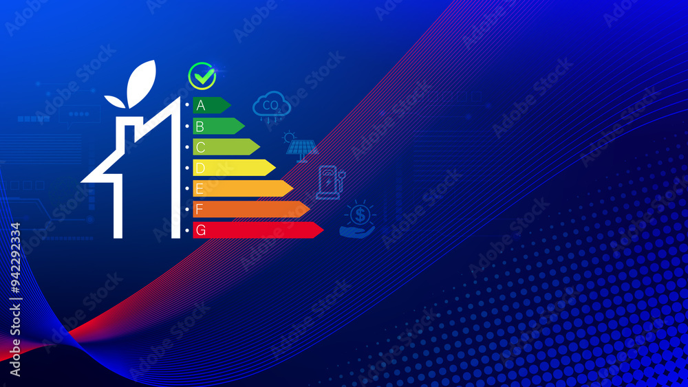 Energy efficiency concept, energy efficiency rating for energy ...