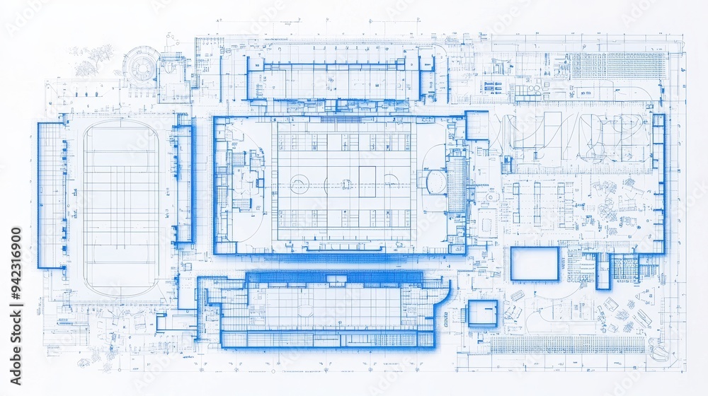 Blueprint Architectural Design Plan for Sports Complex Stock ...