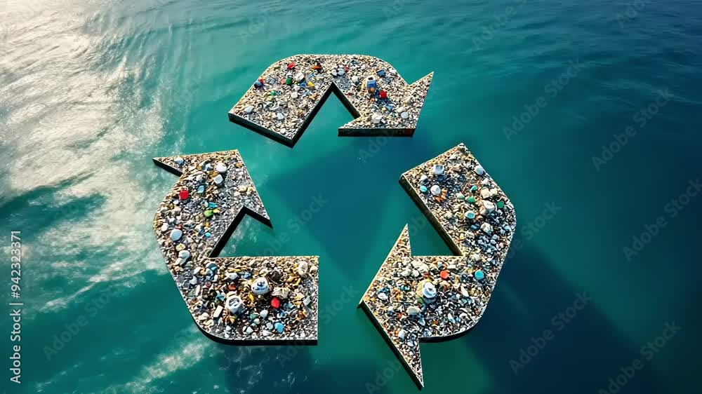 Recycling Symbol Floating on Ocean Made of Plastic Waste - A Call for ...