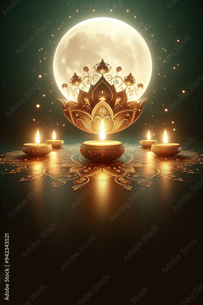 India Sharad Purnima Full Moon Night Background Illustration of the ...
