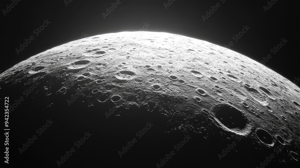 A detailed close-up of the moon's surface, showing craters and textures ...