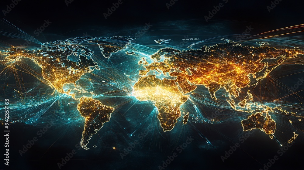 map of the world with connecting lines highlighting the various export ...