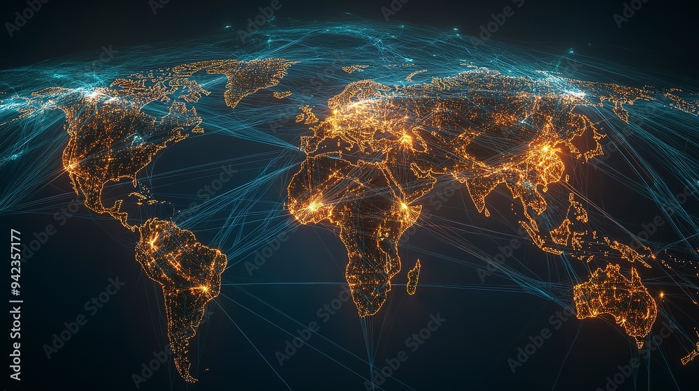 map of the world with connecting lines highlighting the various export ...